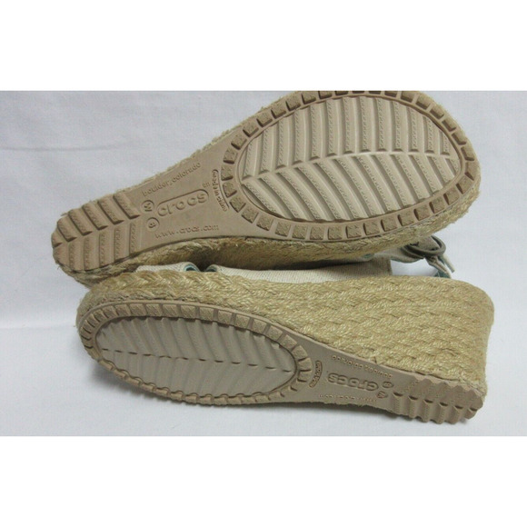 CROCS | Shoes | Crocs Linen Look Sandals Wedge Jute Heel Open Toe Sling ...